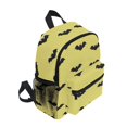 Bat Pattern Yellow Mini Backpack Cute Small Backpack with Chest Strap ...