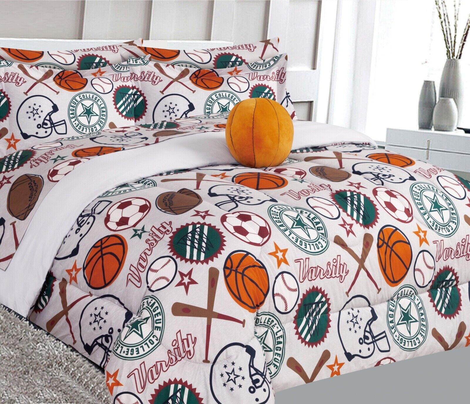 Basketball printed easy wash twin size comforter set 6 pieces super ...