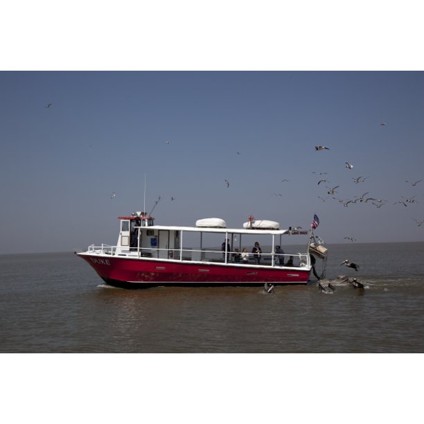 Print: Ferries, Boats And Oil Rigs All Co-Exist On Mobile Bay In ...