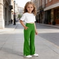Byoo Big Girls High Waist Flare Pants Black Fabric with Side Slits for ...