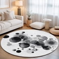 Abstract Ink Area Rugs 3' (Round) Black Ink Splatter Bubbles Drops ...