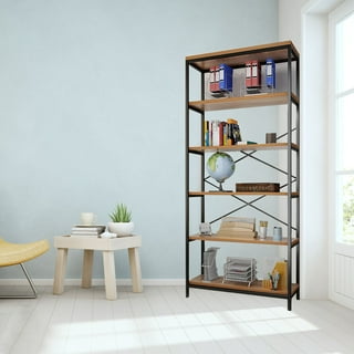 VECELO 5-Tier Folding Bookcase Storage Organizer, Wooden Bookshelf with ...