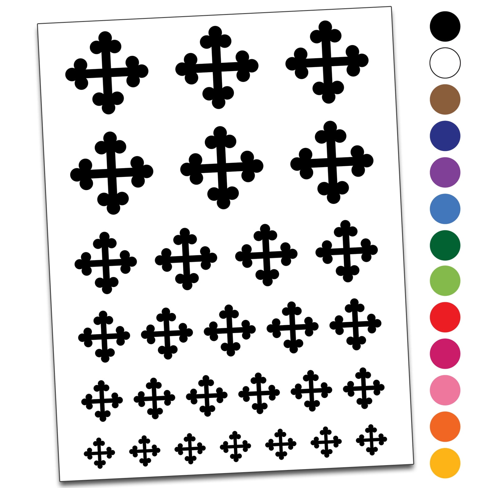 Cross Bottony Trefoil Buds Water Resistant Temporary Tattoo Set Fake ...