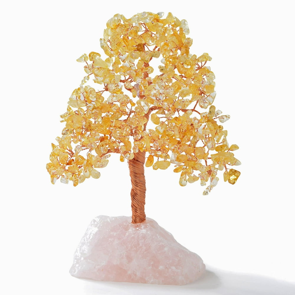 Kalifano - Citrine Natural Gemstone Tree of Life Rose Quartz Base ...