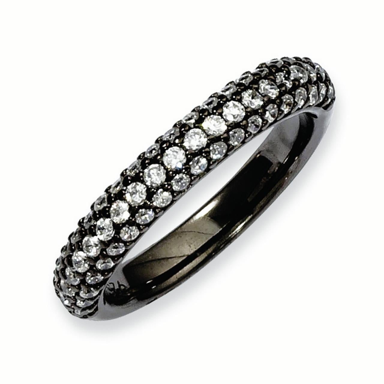 925 Sterling Silver Ruthenium Plated 61 Stone Cubic Zirconia Cz Band ...