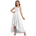 Afuyipoi Girls High Low Formal Dress Size 5-15Y Satin Spaghetti Strap ...