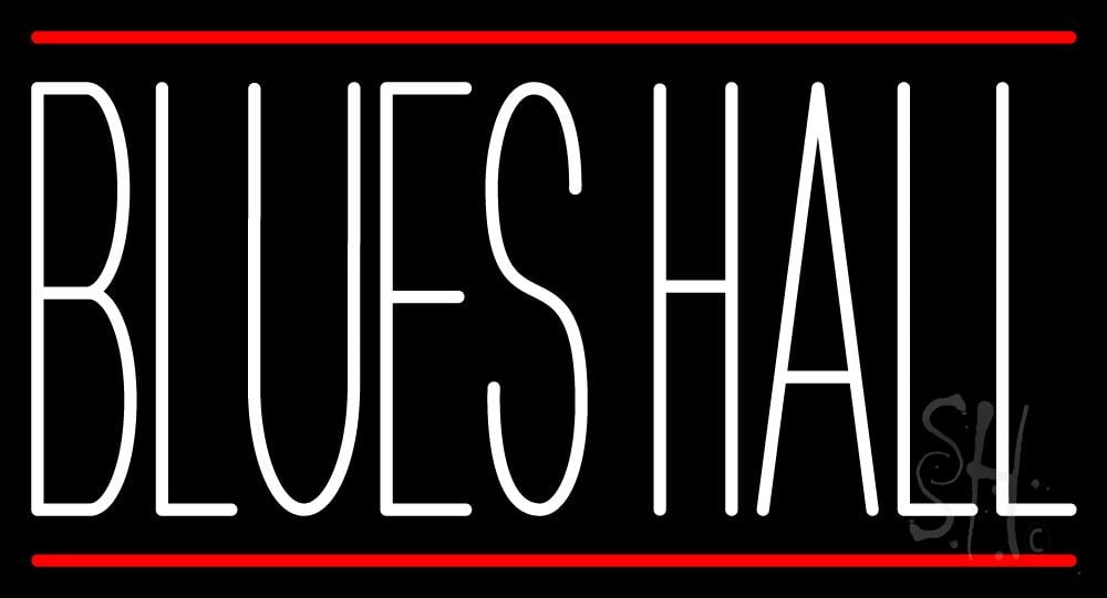 Blues Hall 1 LED Neon Sign 20" Tall x 37" Wide - inches Black Square ...