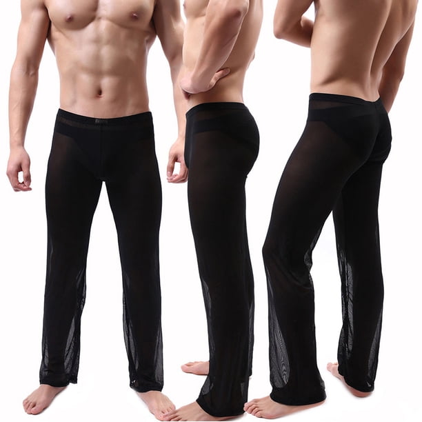 TIHLMKi Men See Through Mesh Long Pants Underpants Sheer Trouser Soft ...
