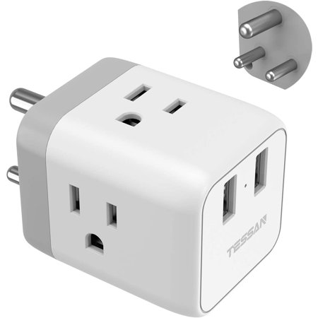 2 Prong to 3 Prong Adapter, 3 Outlets with 2 USB Charging Ports, Multi ...