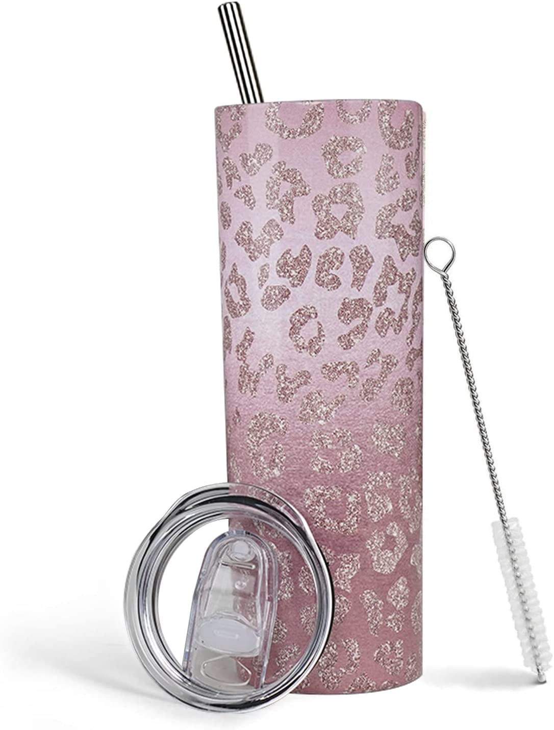 Leopard Tumbler With Lid and Straw Stainless Steel 20oz Cheetah Print ...