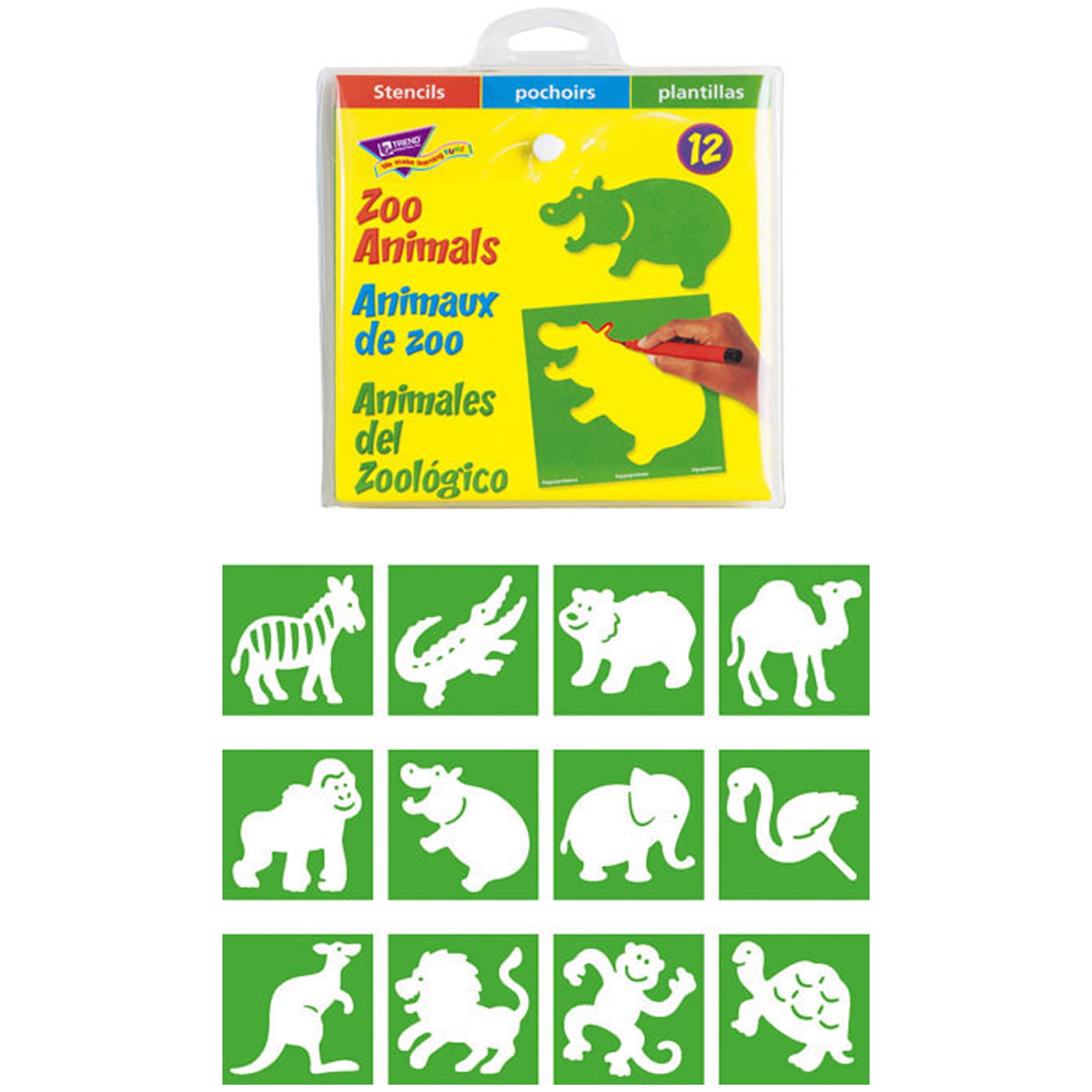 TREND® Zoo Animals Stencils - 12 per pack, 6 packs - Walmart.com