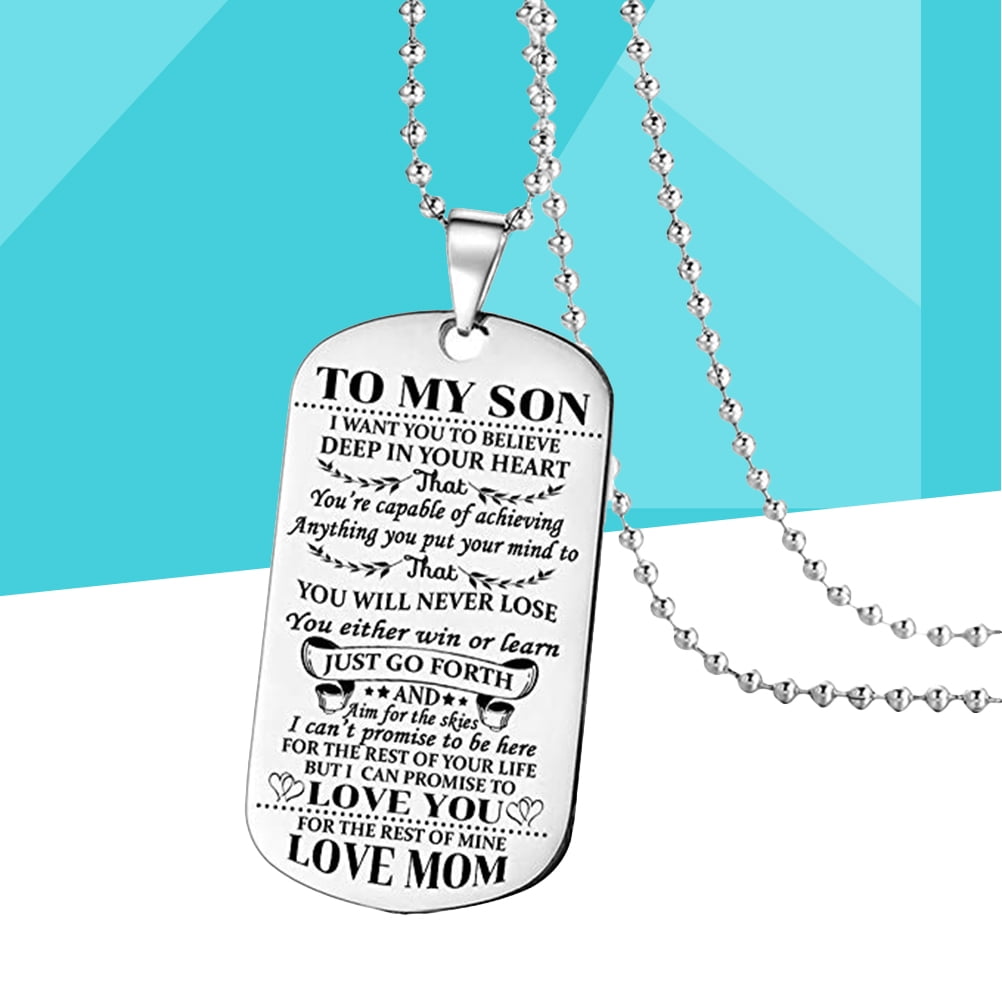 Click here for Oulii To My Son Tag Pendant Necklace Stainless Ste... prices