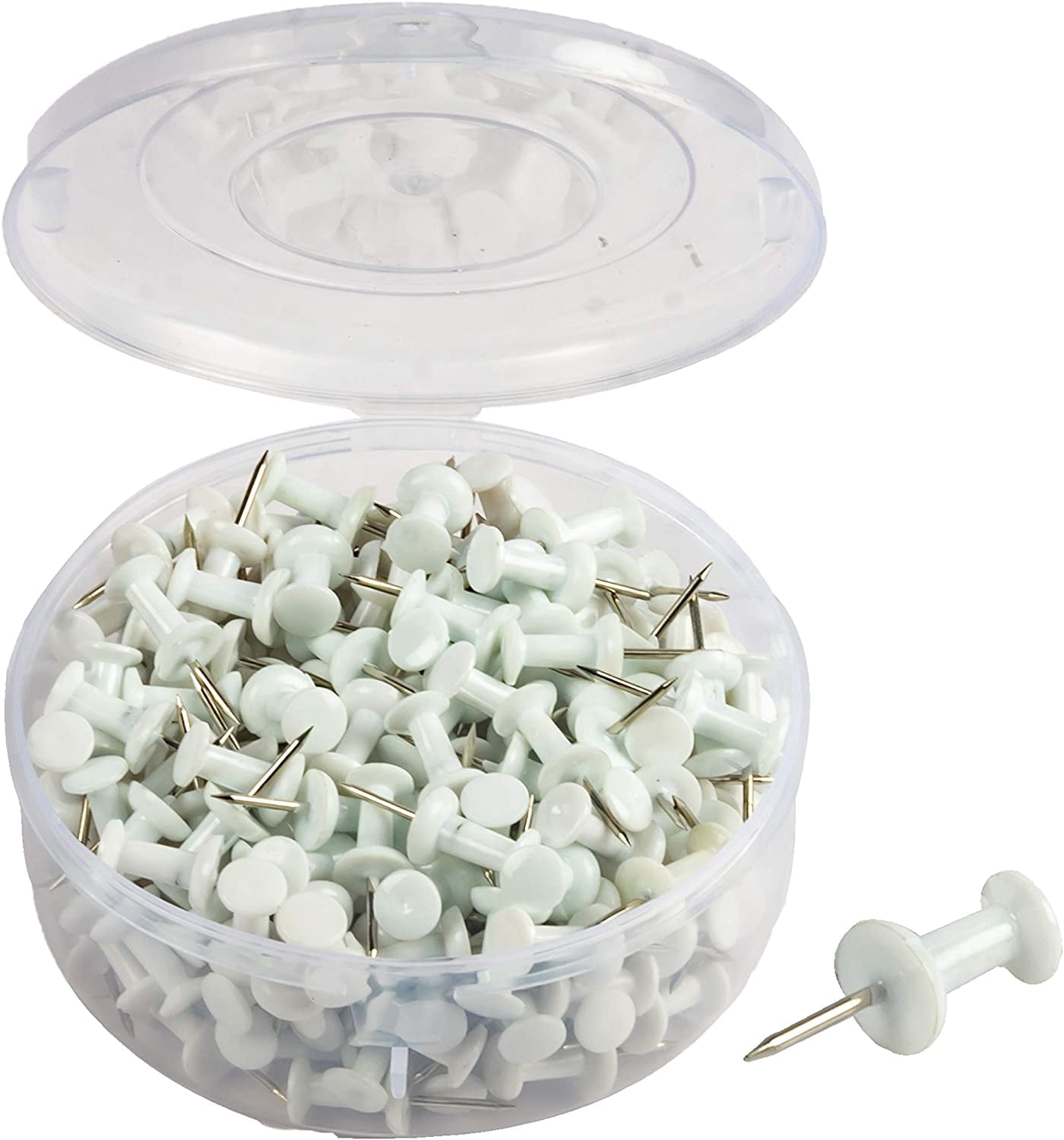 200 -Plastic Head, Steel Point Colorful Pushpins Per Container (White ...