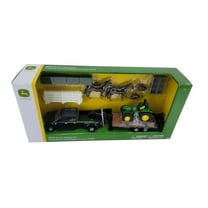 John Deere Diecast Model Farm Toy Set with Ford F350 Flatbed Hauler and ...