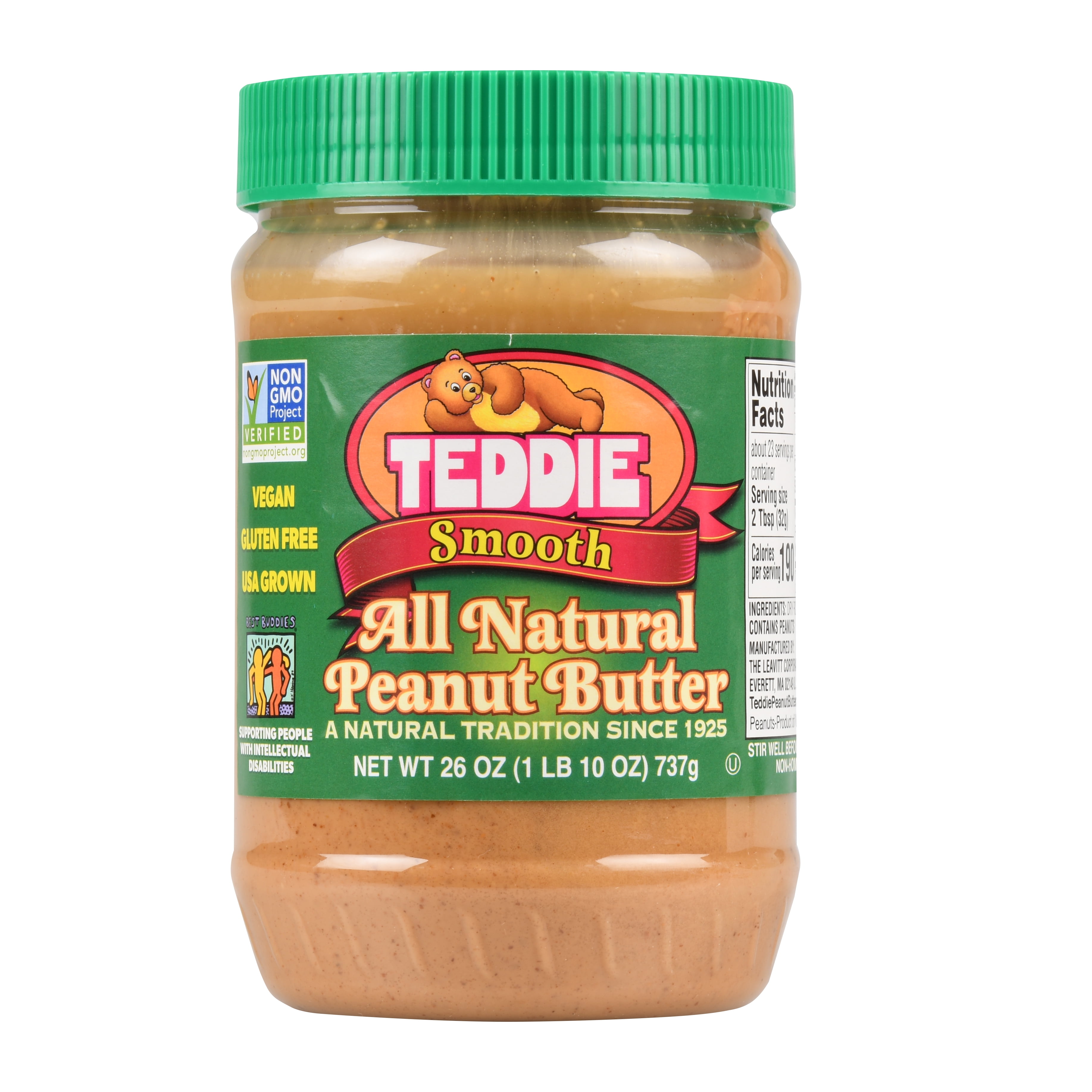 Teddie All Natural Smooth Peanut Butter, 26 oz - Walmart.com - Walmart.com