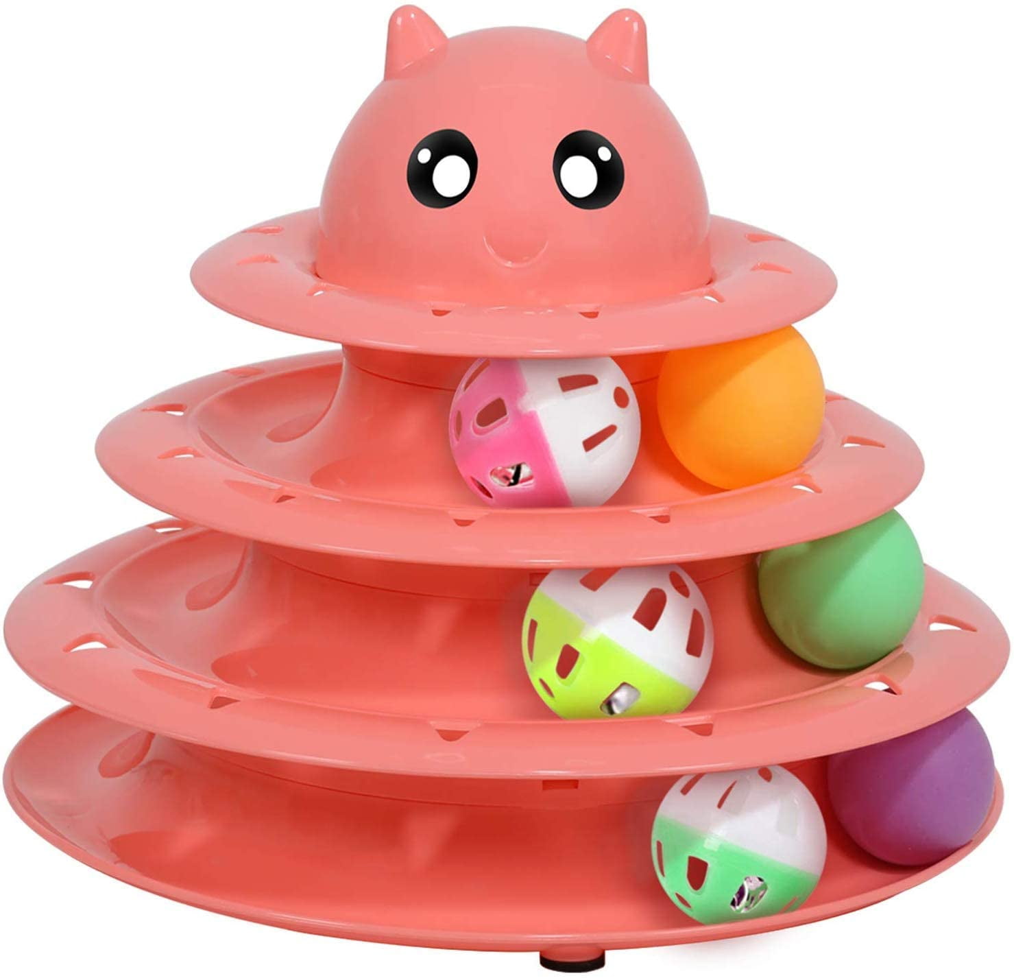 Cat Toy Roller Cat Toys 3 Level Towers Tracks Roller with Six Colorful ...