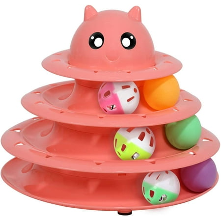 Cat Toy Roller Cat Toys 3 Level Towers Tracks Roller with Six Colorful ...