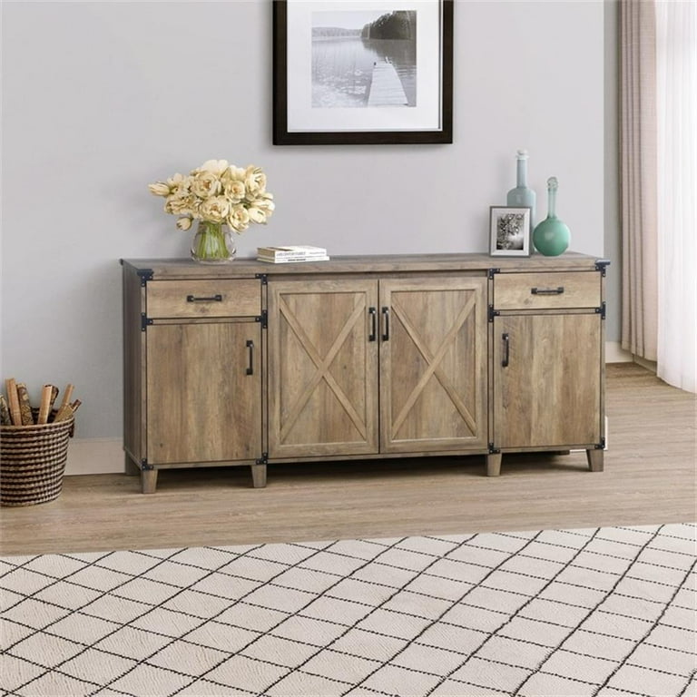 Saint Birch Oxford 4 Door Engineered Wood Credenza File Cabinet in Rustic Oak Walmart