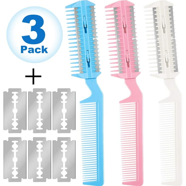 Piece Razor Comb with 10 Piece Razors, Hair Trimmer Comb Scissors ...