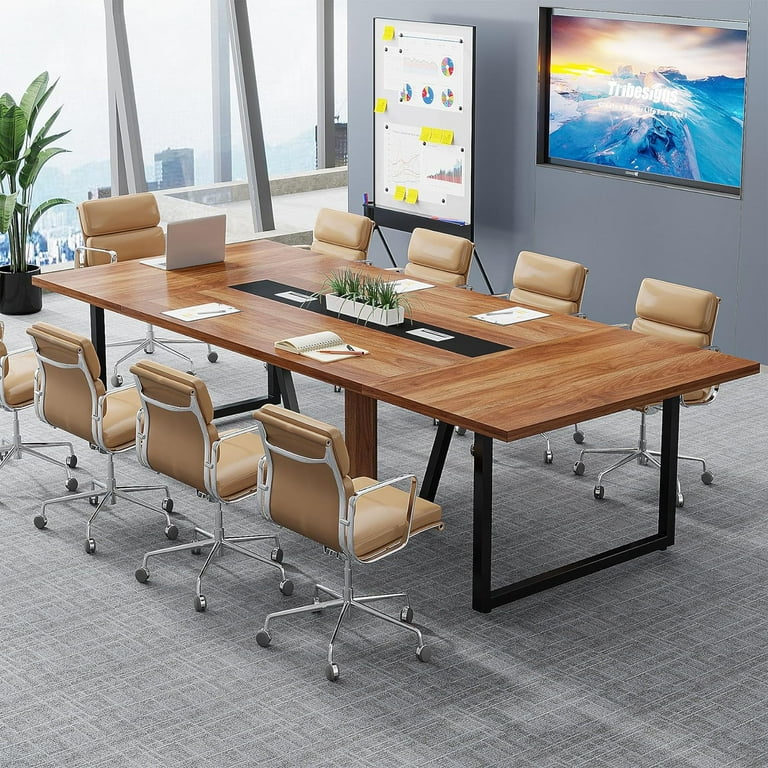 Metal Base Meeting Table Tribesigns 46.46-Inch – Rustic Brown MDF Top ...