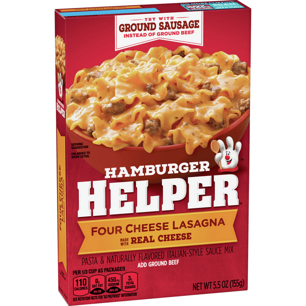 Hamburger Helper, Four Cheese Lasagna, 5.5 oz box - Walmart.com ...