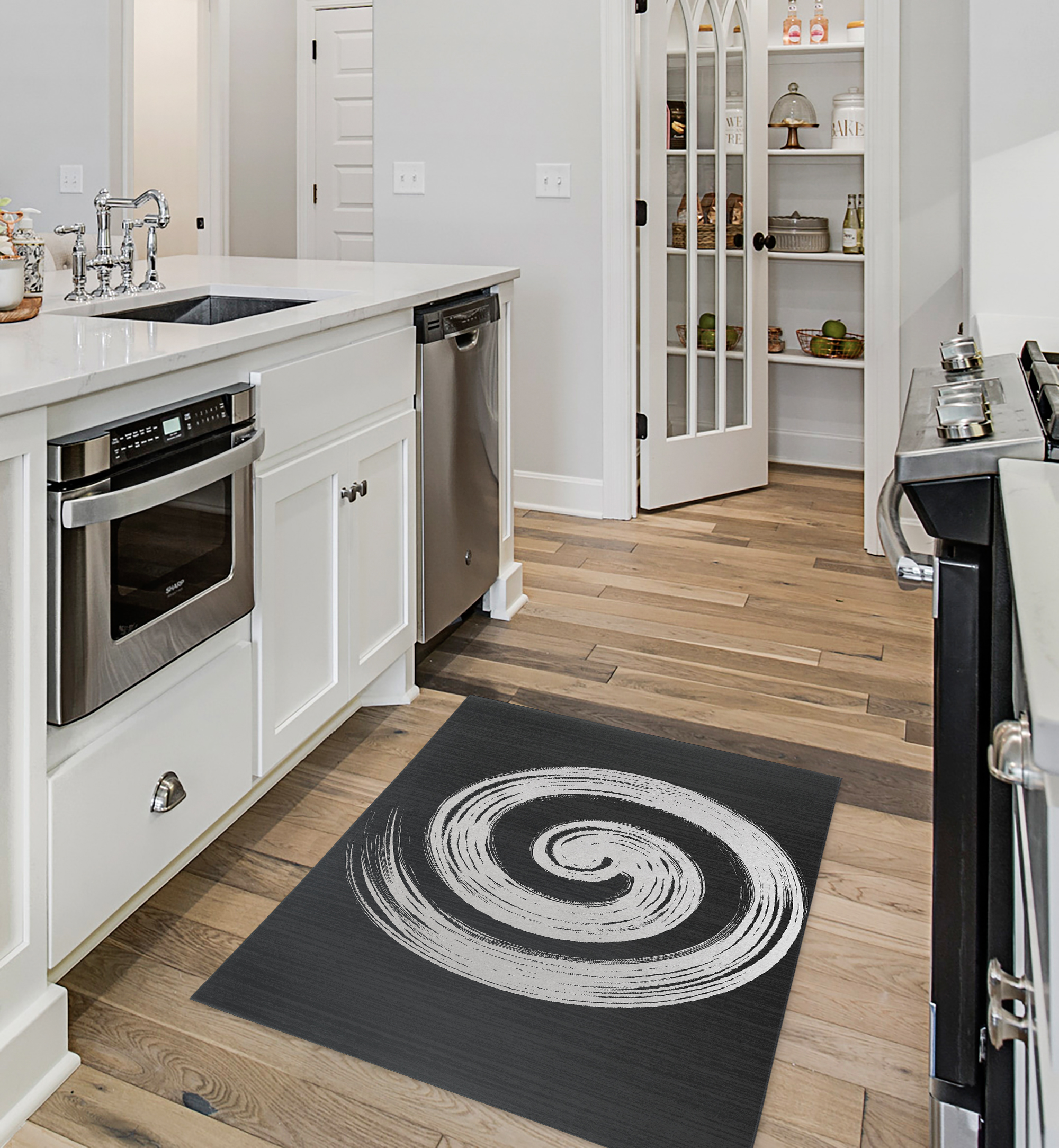 SPIRAL STROKE CHARCOAL Kitchen Mat By Kavka Designs - Walmart.com