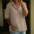 Ashirexll Tops for Women Trendy Fashion Solid Color Button Up Shirt V ...