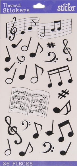 Sticko Solid Silhouette Classic Multicolor Music Notes Vinyl Stickers ...