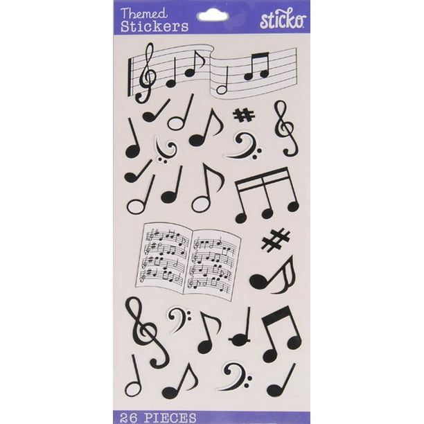 Sticko Solid Silhouette Classic Multicolor Music Notes Vinyl Stickers ...