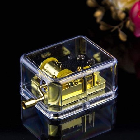 Mini Music Box Hand Cranking Music Movement Transparent DIY Music Box ...