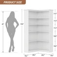 72" L-Shaped Corner Bookcase, 5-Shelf Wooden Bookcase for Living Room ...