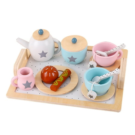 Willstar 15pcs Afternoon Tea Set Toy Roles Play Wooden Simulation ...
