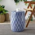 JONATHAN Y Moroccan Diamonds 18" Ceramic Drum Garden Stool, Blue/White ...