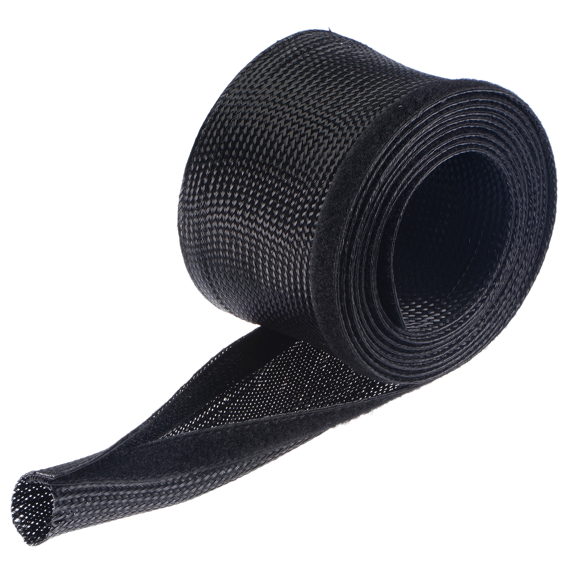 1" 10ft Black Cable Wrap Sleeve Sleeving with Hook and Loop Fastener ...