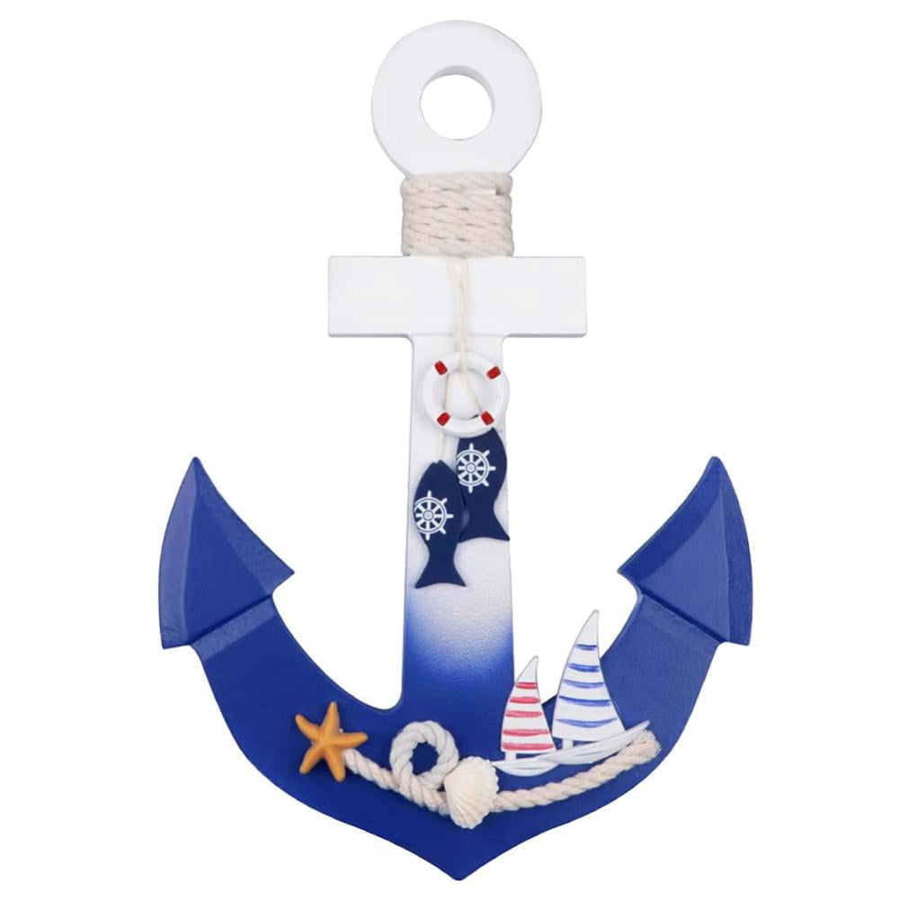 Fathom Nautical Wooden Anchor With Rope Hanging Ornament Nautical ...