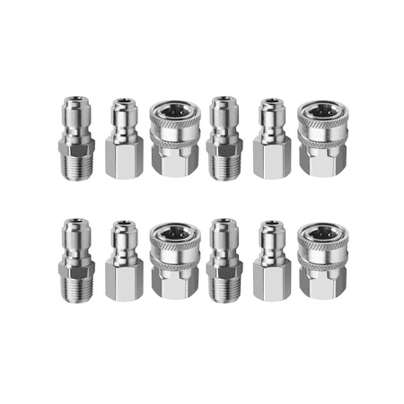 4X NPT 3/8 Inch Male and Female Quick Connector Kit and 4 Pieces NPT 3/ ...