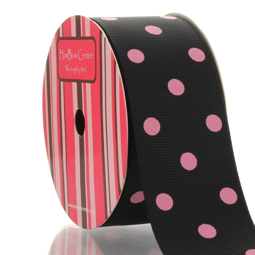 1.5" Black/Pink Dot Grosgrain Ribbon 5yd - Walmart.com