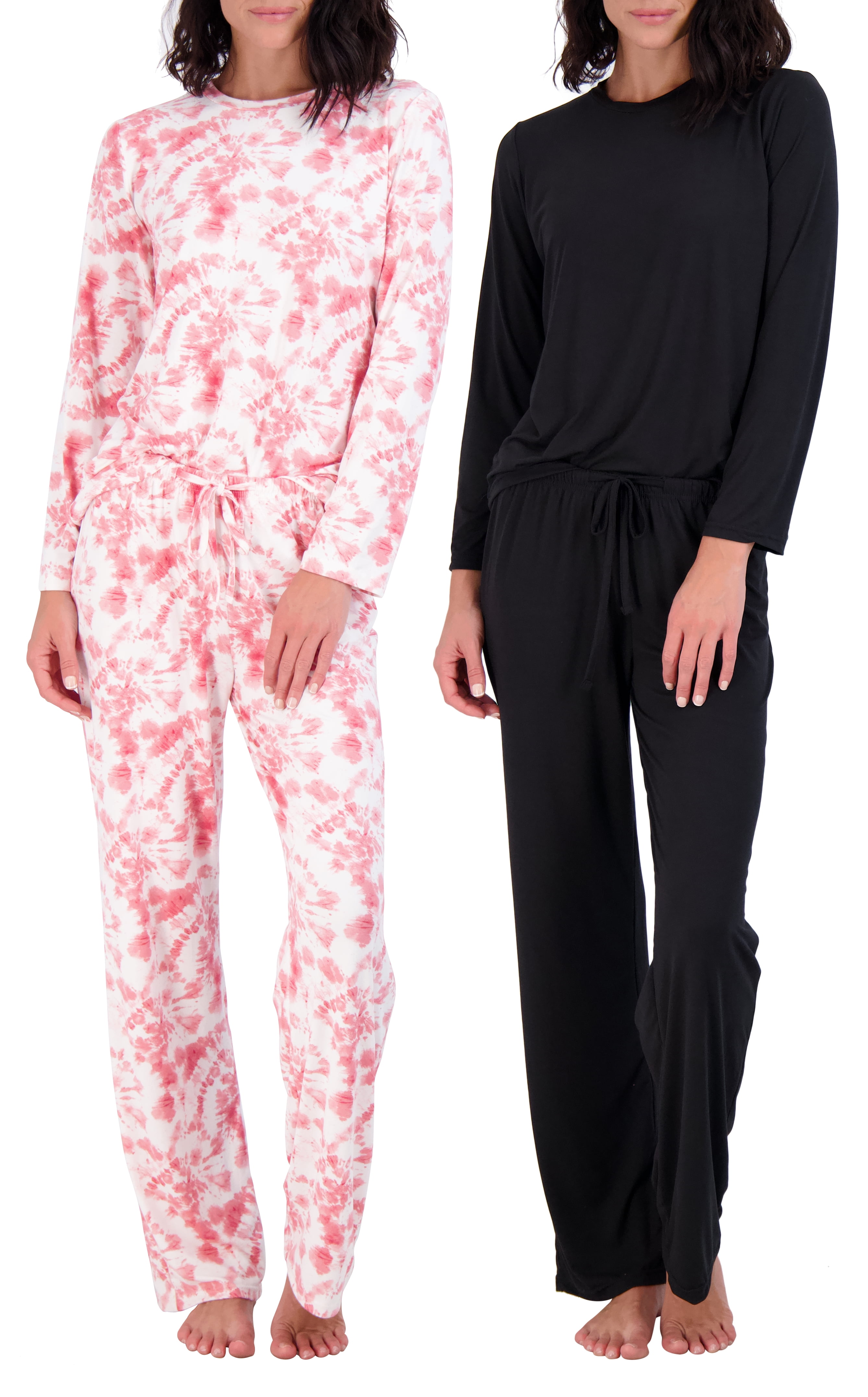 Real Essentials 2 Pack: Women’s Pajama Set Super-Soft Short & Long ...
