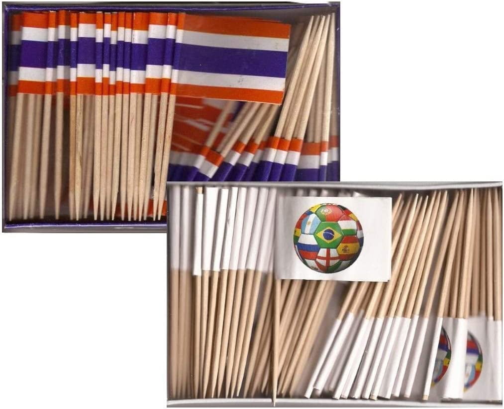 Mini Thailand and Soccer Ball Toothpick Flags, 1 Box of 100 Thai and 1 ...
