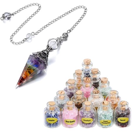 Top Plaza Bundle – 2 Items: 7 Chakra Crystal Gemstone Pendulum for ...