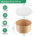 25 Oz Disposable Paper With Lids And Spoon 48 Sets Meal Prep Containers ...