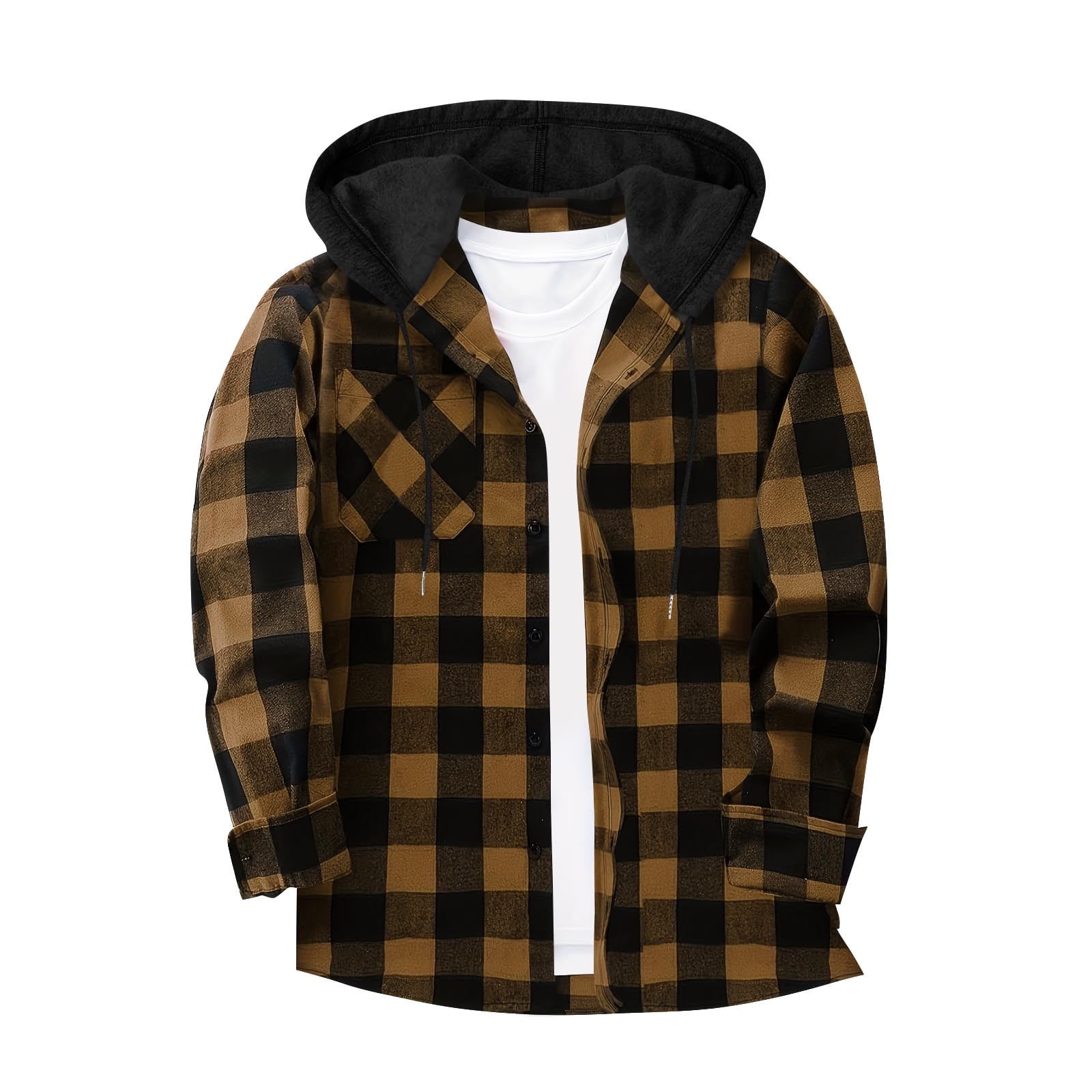 Click here for Lnwuy Mens Flannel Shirt Plaid Hoodie Stylish Long... prices