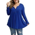 Womens Plus Size Henley V Neck Button Up Tunic Tops Casual Short
