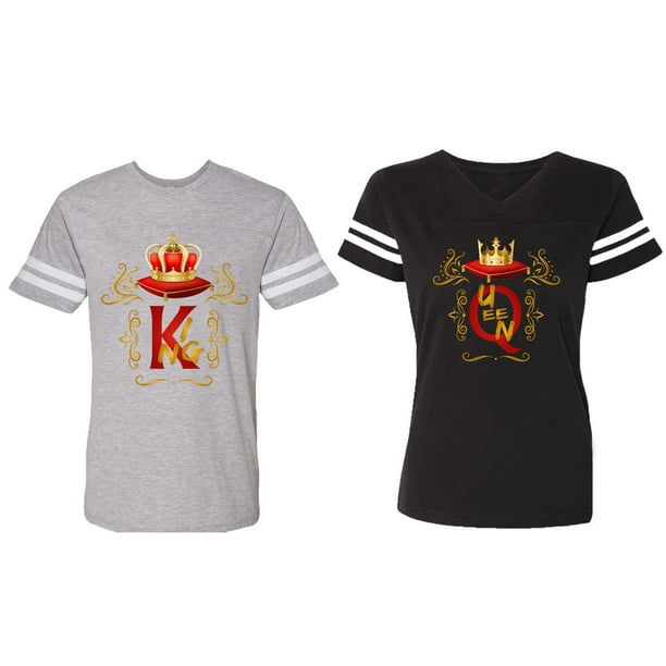 Gold Crown Matching Couple Cotton Jerseys (Men Heather / Women Black ...