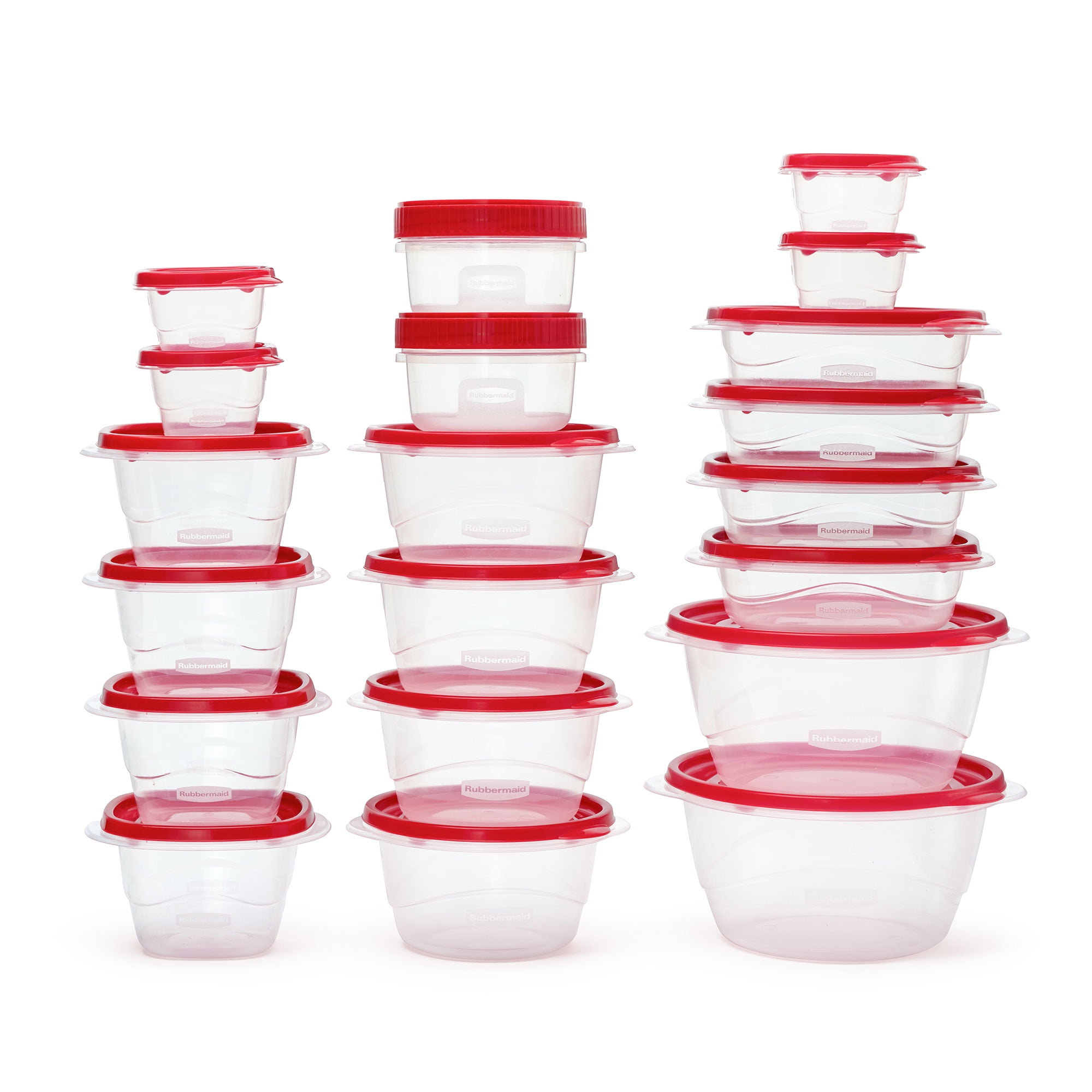 Rubbermaid TakeAlongs 40 Piece Food Storage Set, Red, Total of 12.6 Qts ...