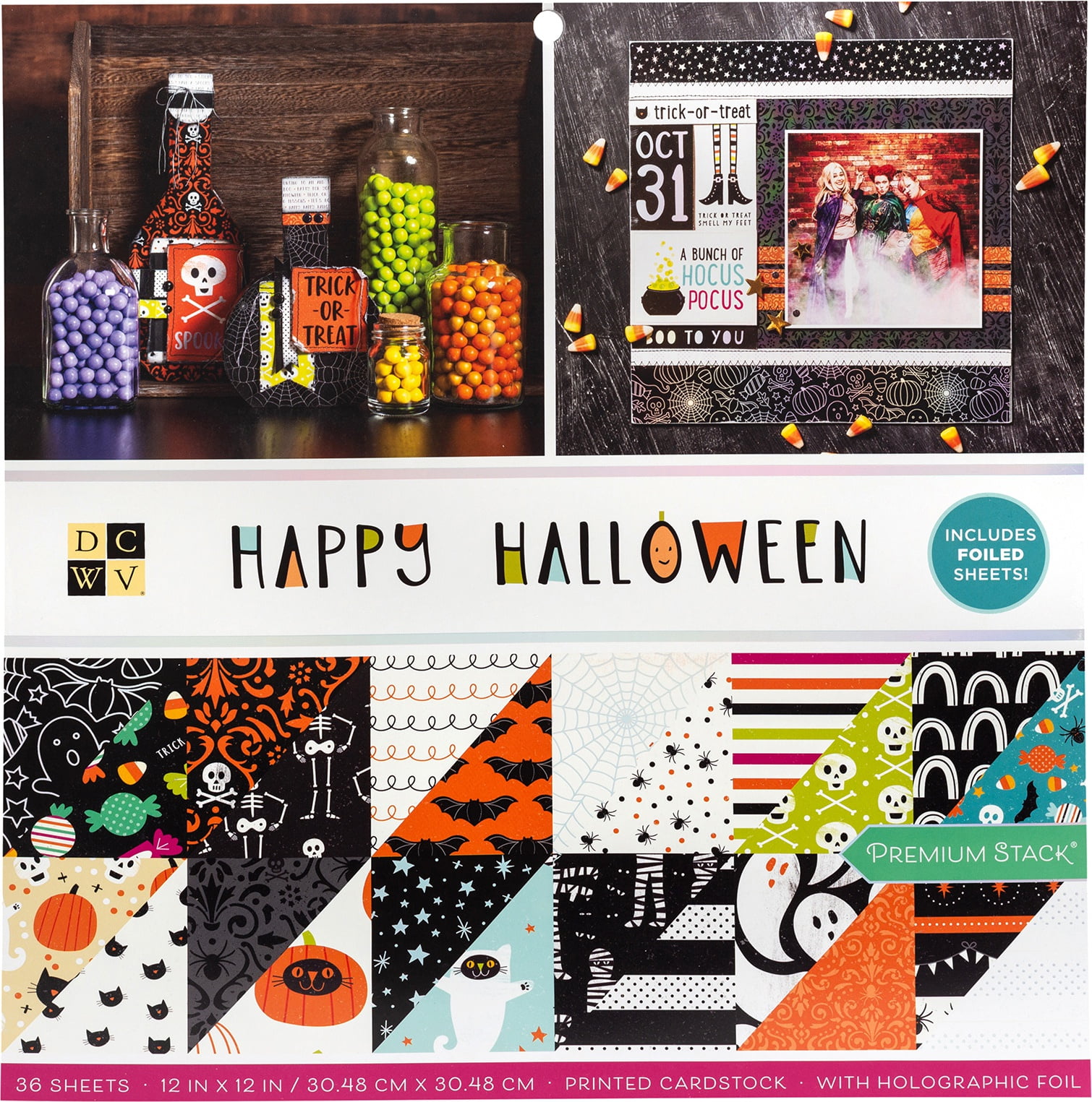 DCWV Double-Sided Cardstock Stack 12"X12" 36/Pkg-Happy Halloween, 12 ...