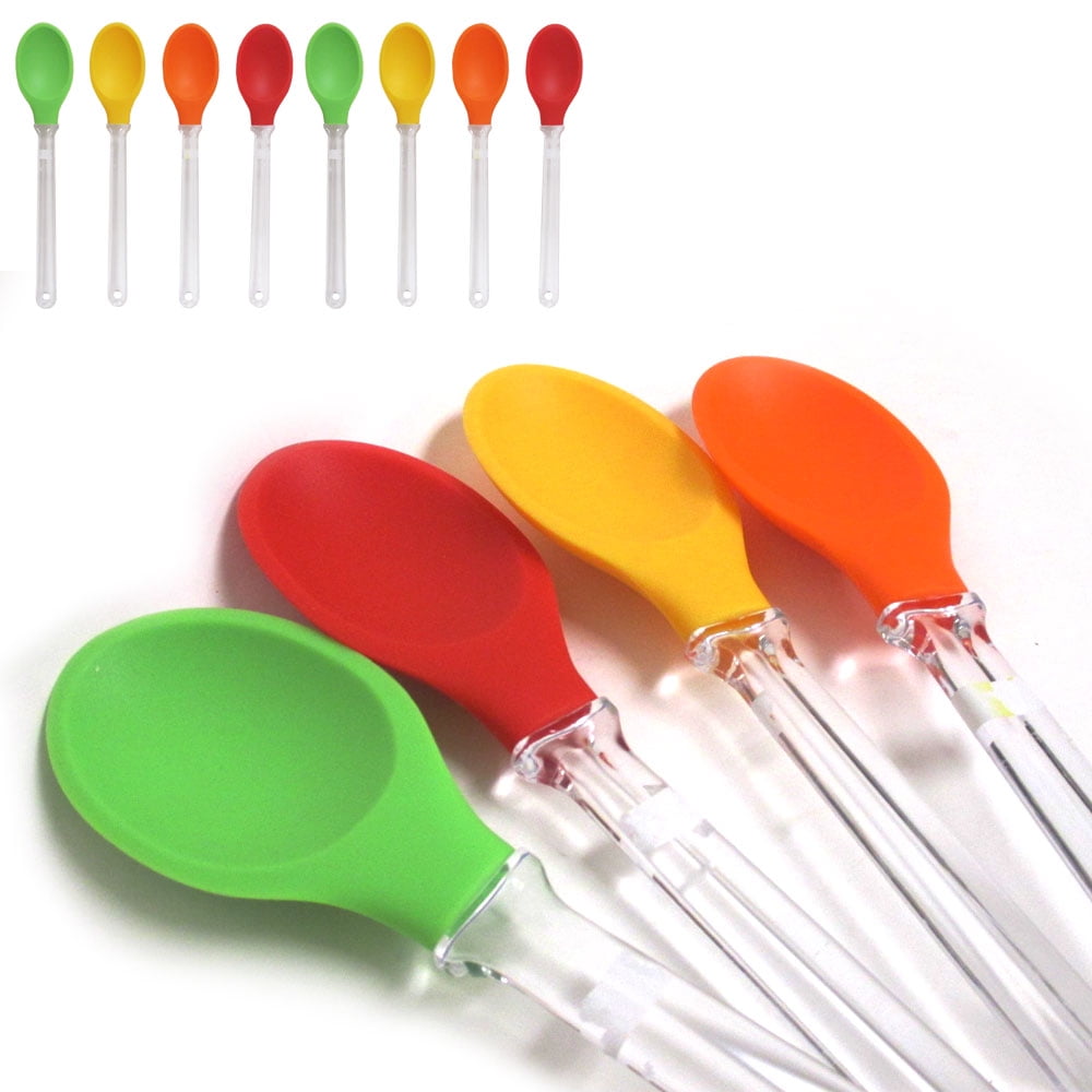 8PC Silicone Mixing Spoon Utensil Serving Cooking Baking Heat Resistant ...