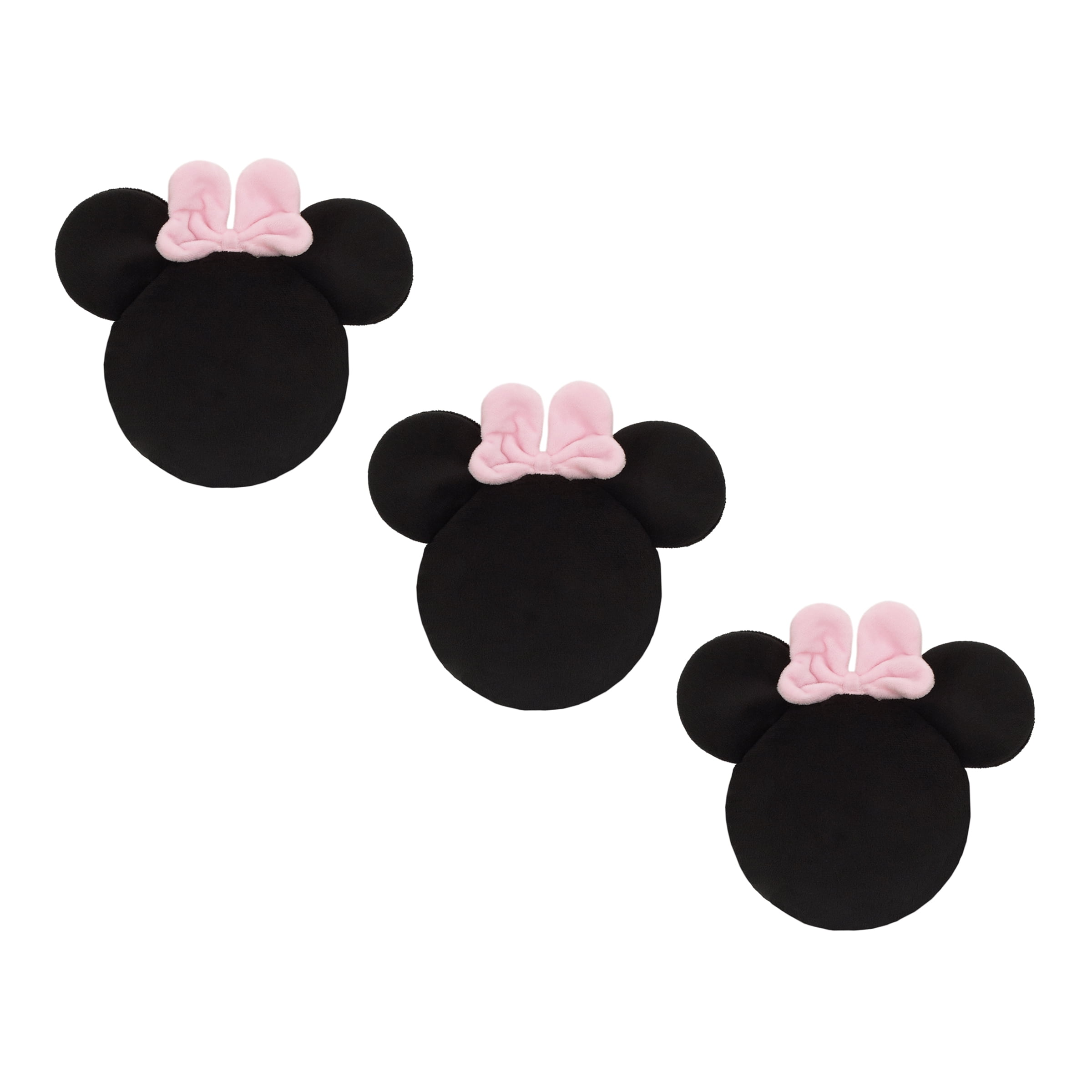 Disney Minnie Mouse Black Plush with Pink Bow 3 Piece Wall Décor ...