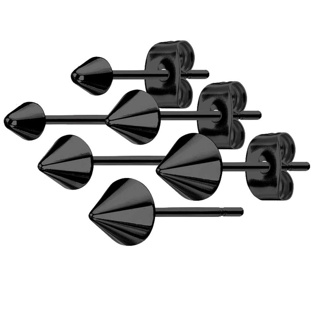 MoBody 3 Pairs Mens And Womens Earrings Set Surgical Steel Cone Spike mobody-3-pairs-mens-and-womens-earrings-set-surgical-steel-cone-spike