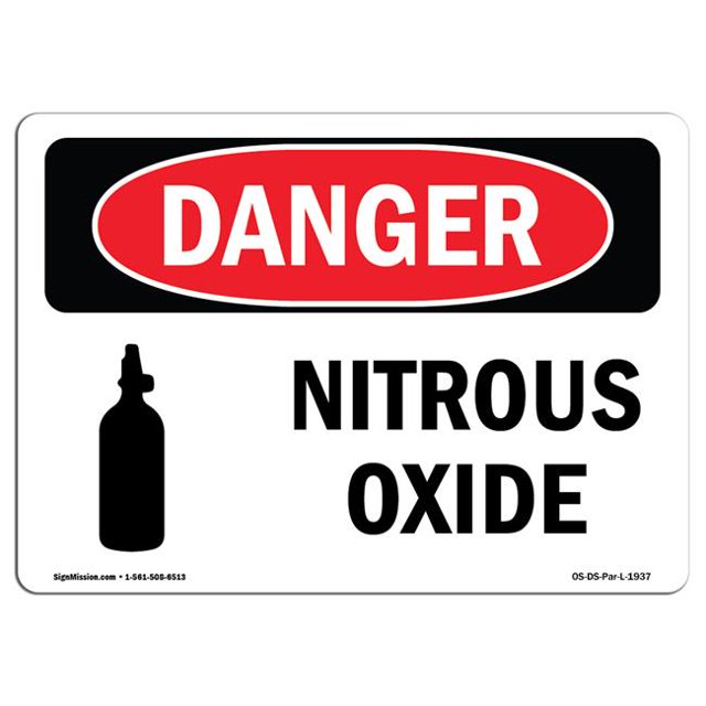 SignMission Danger Nitrous Oxide OSHA Decal Sign - Walmart.com